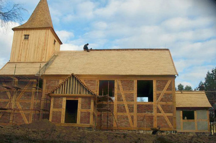 New built half-timbered church - European Clay Bricks