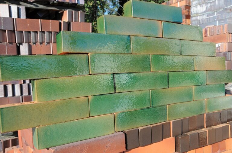 Green glazed half brick - European Clay Bricks