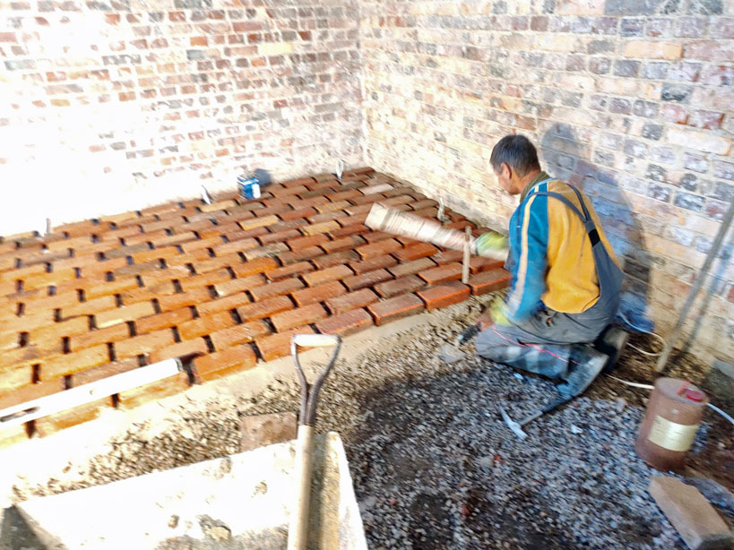 Clay bricks laid on floor - European Clay Bricks