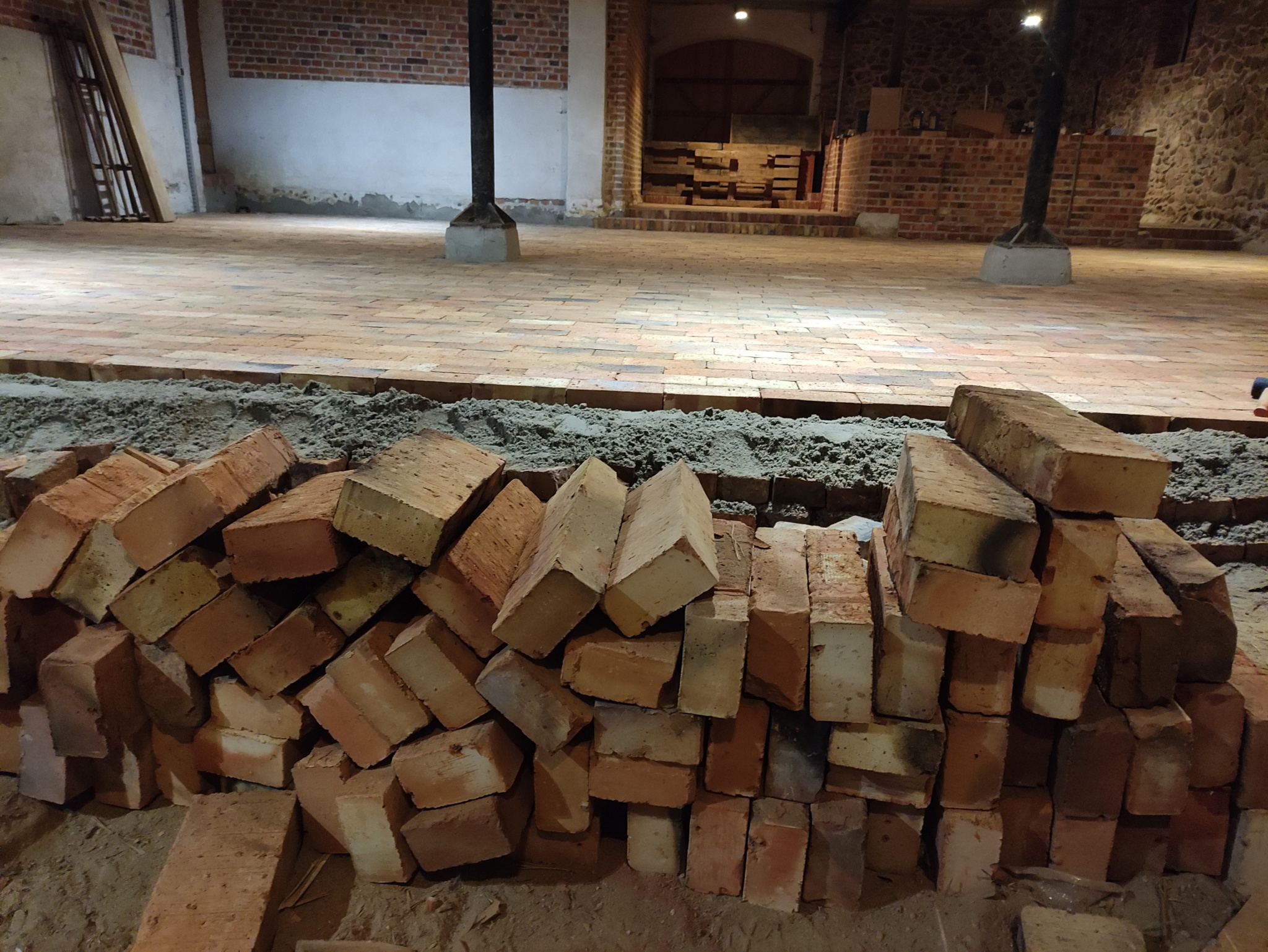 Brick floor in old barn - European Clay Bricks